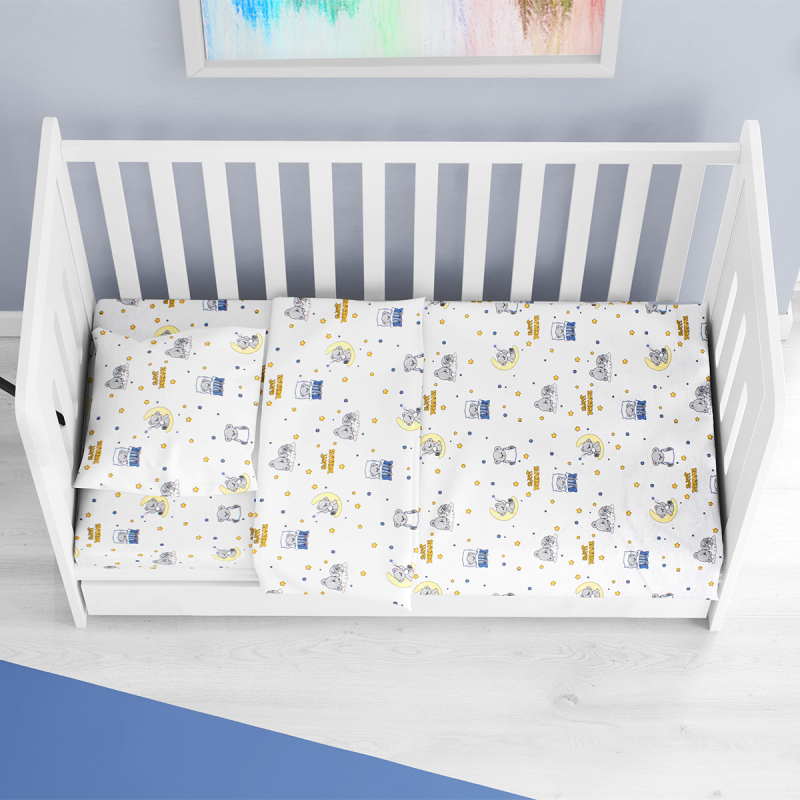 Σεντόνι Λίκνου (80x110) Dimcol Sweet Dreams 554 White - Sky Blue ...
