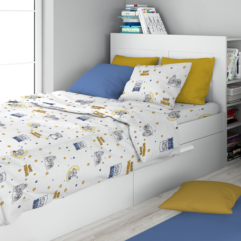 Σεντόνια Μονά (Σετ 3τμχ) Dimcol Sweet Dreams 554 White - Sky Blue ...
