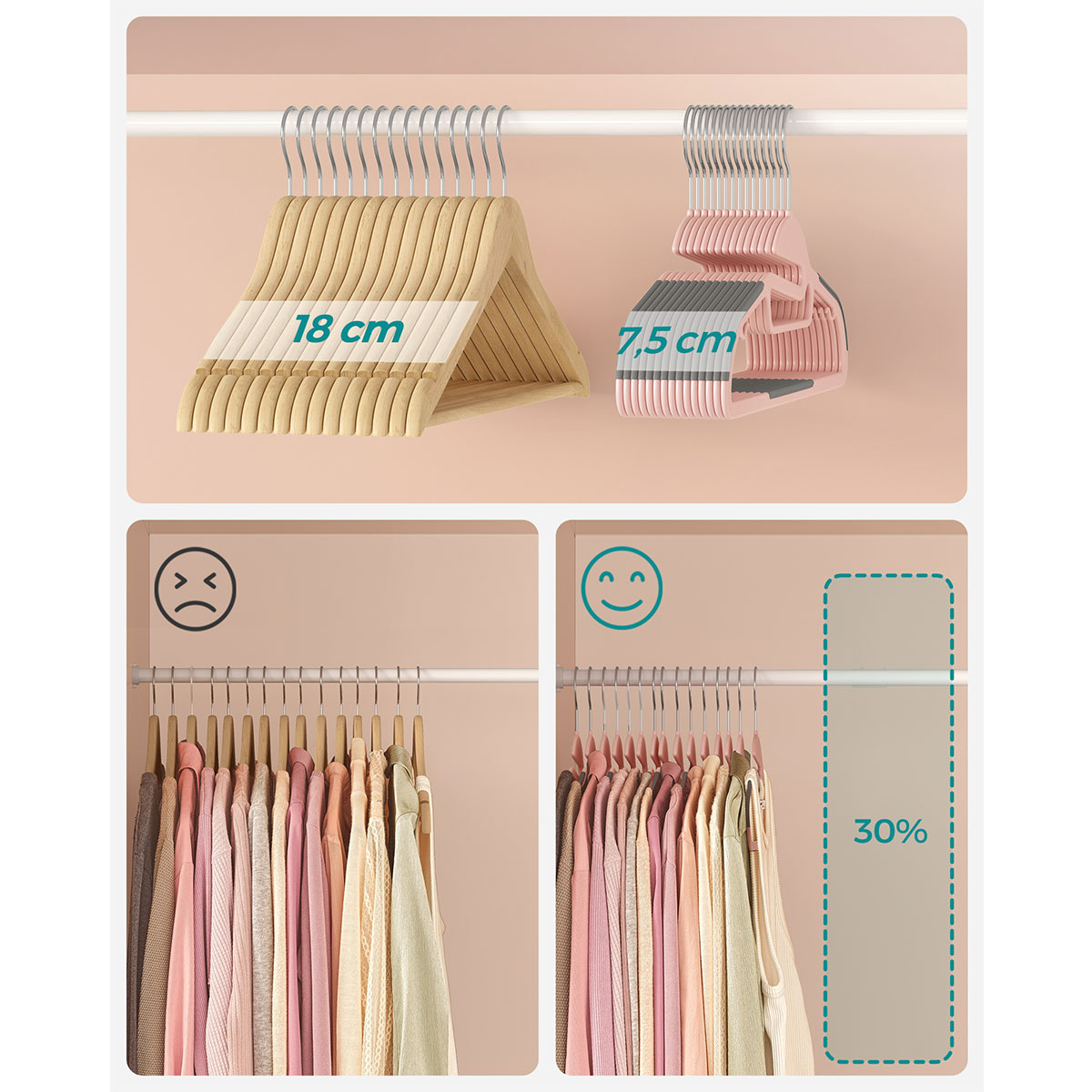 Κρεμάστρες Ρούχων (Σετ 20τμχ) Songmics CRP041P01 X0016R9OO7 | Spitishop