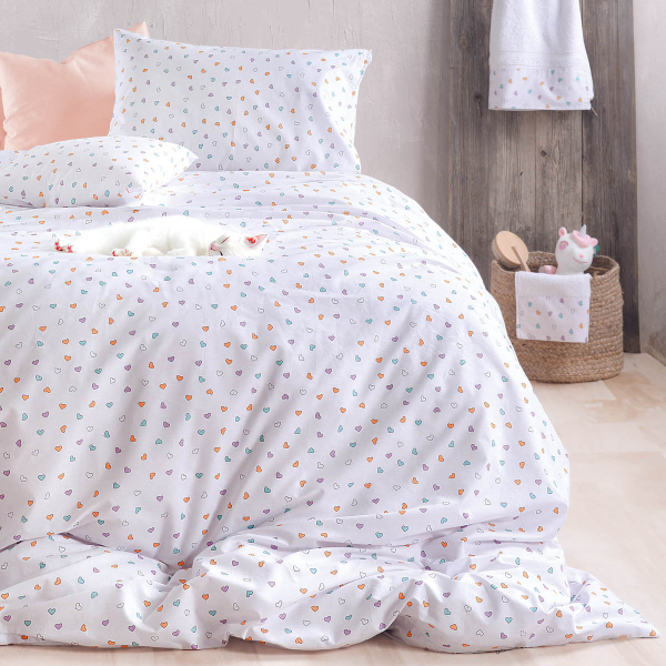 Σεντόνια Μονά (Σετ) Rythmos Symbol Tiny Heart White G.1709206 | Spitishop