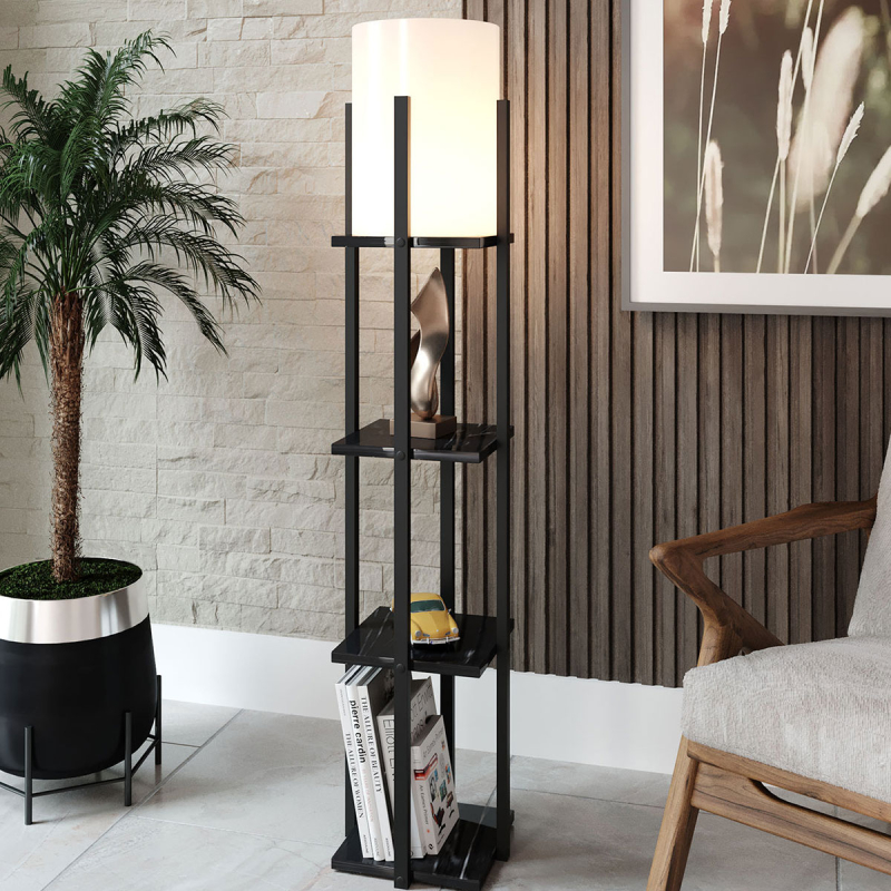 Φωτιστικό Δαπέδου Με Ραφιέρα A-G Nora 390FLH1149 Black 8683342683289 ...