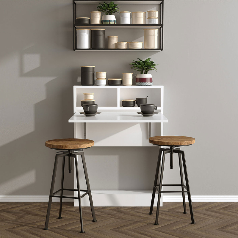 Τραπέζι Κουζίνας Με Ράφια (70x15x96) A-G Bracked 793ELG3802 White ...