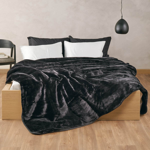 Κουβέρτα Βελουτέ Ημίδιπλη (180x220) Kentia Loft Bella 30 Black AW2025 ...