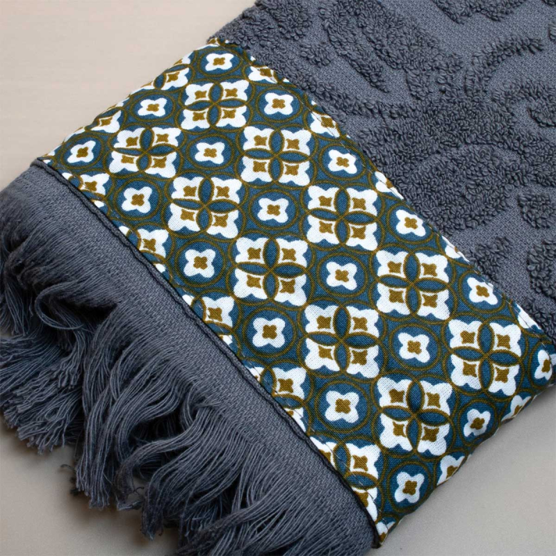 Πετσέτα Προσώπου (50x90) White Fabric Nina Grey 500gsm 78884695 | Spitishop