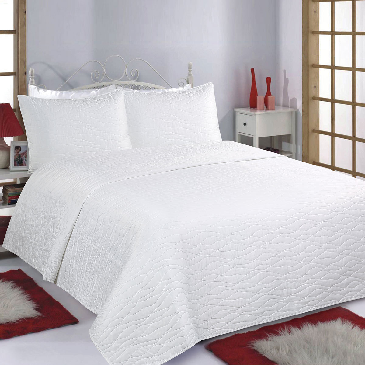 Κουβερλί Υπέρδιπλο (Σετ 220x240) Silk Fashion Wave Ivory 5206978075292 ...