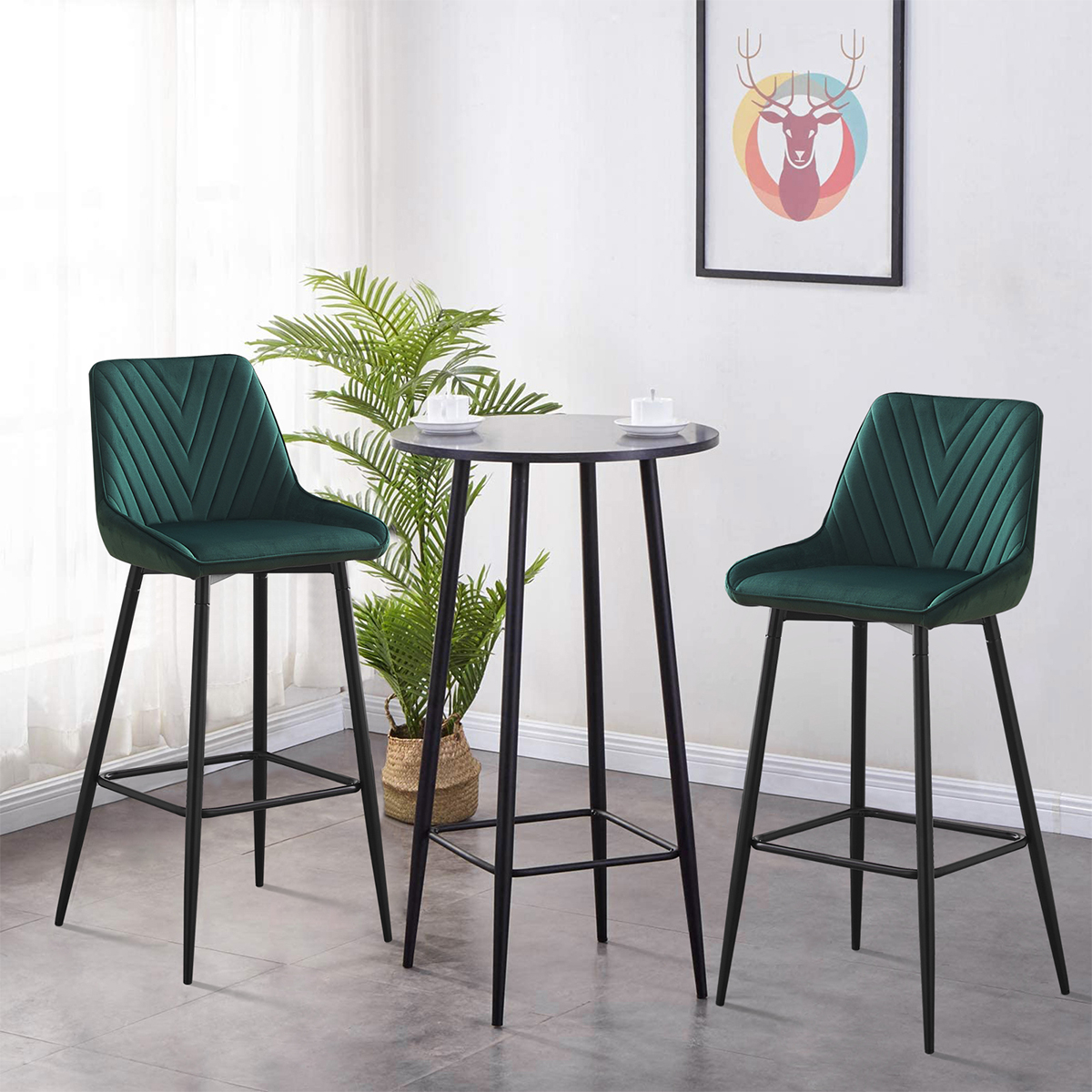 Σκαμπό Μπαρ Με Πλάτη (50.5x46x104) Spitishop Elio Green 8888800011445 ...