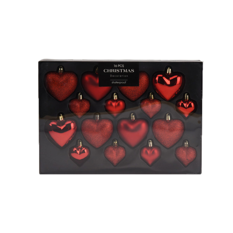 Χριστουγεννιάτικα Στολίδια (Σετ 16τμχ) K-M Heart Red AVS101620 ...