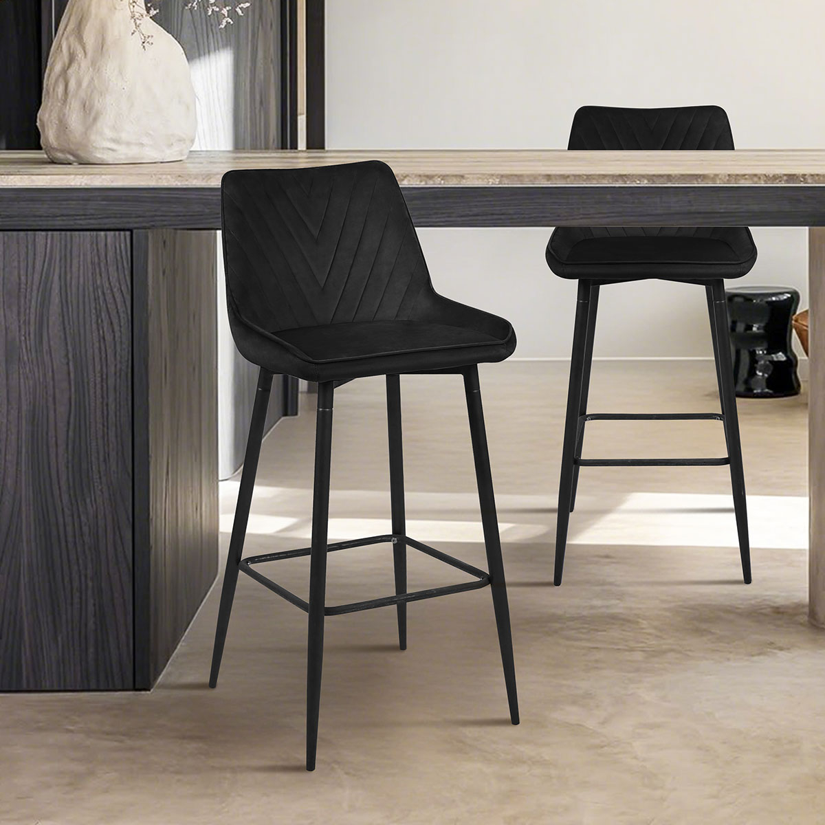 Σκαμπό Μπαρ Με Πλάτη (50.5x46x94) Spitishop Elio Black 8888800011595 ...