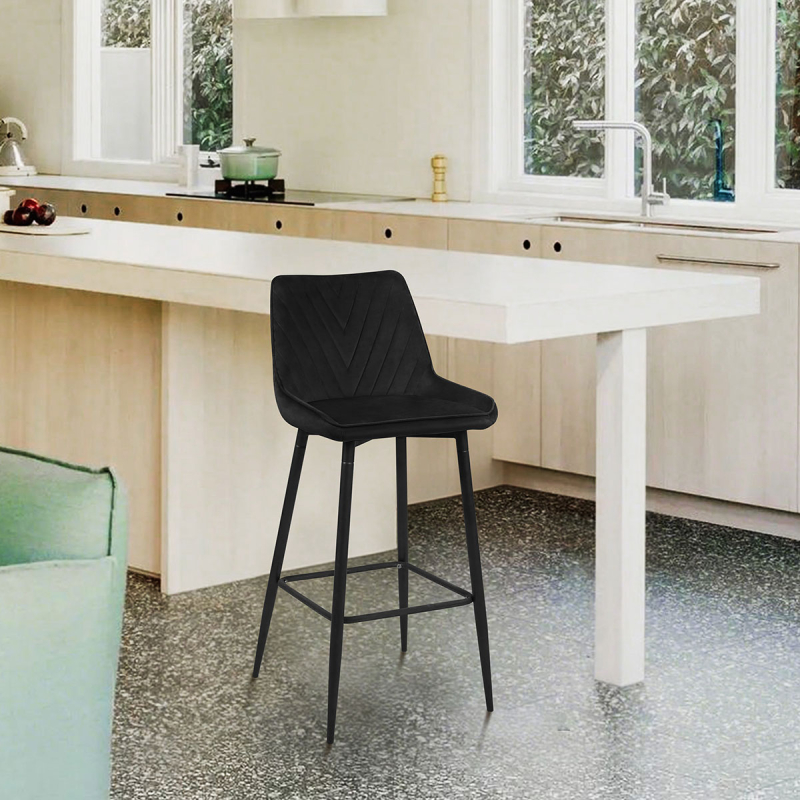 Σκαμπό Μπαρ Με Πλάτη (50.5x46x94) Spitishop Elio Black 8888800011595 ...