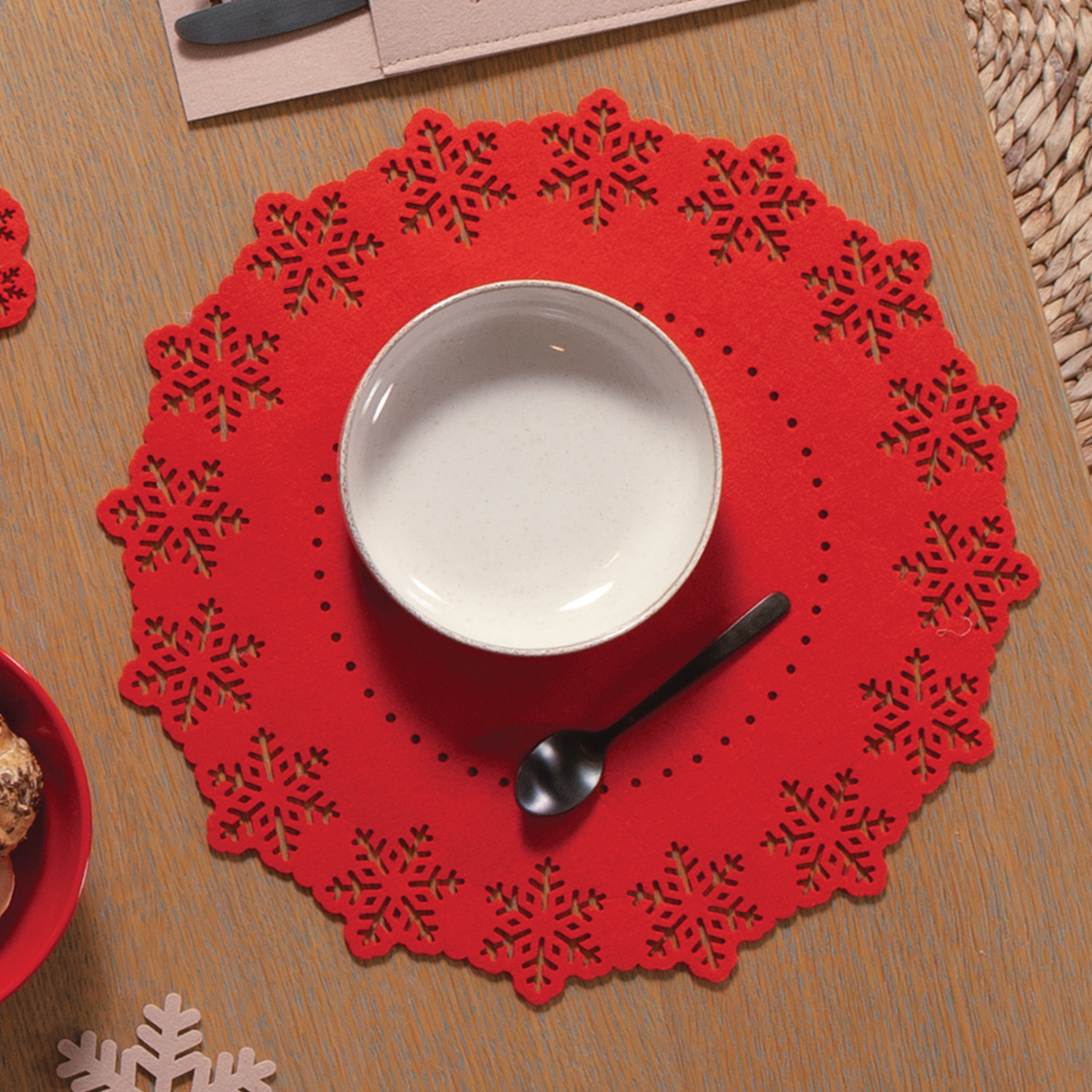 Χριστουγεννιάτικα Σουπλά (Σετ 2τμχ) Nef-Nef Homeware Snow Felt Red ...