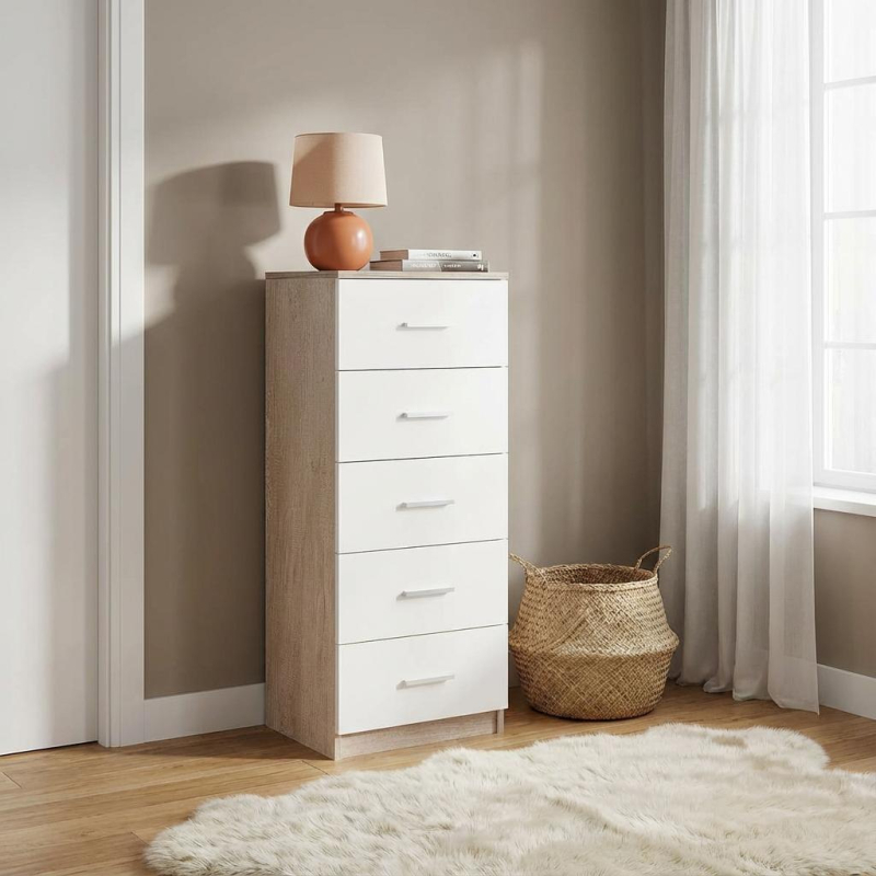 Συρταριέρα 5 Θέσεων (40x35x108) Spitishop Dama White/Greige ...