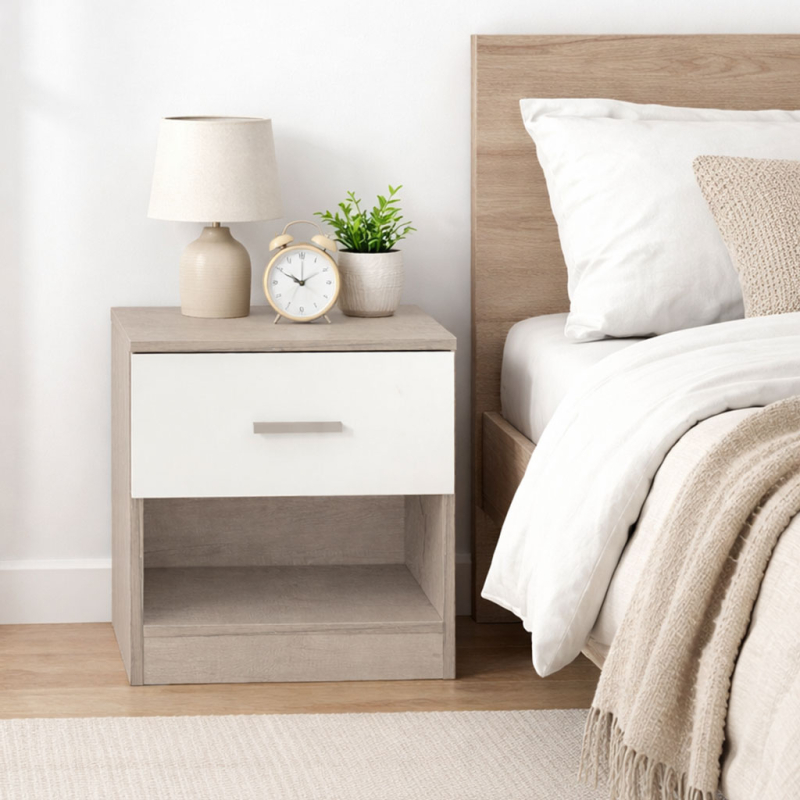 Κομοδίνο Με Συρτάρι & Ράφι (40x32x48) Spitishop Dama White/Greige ...