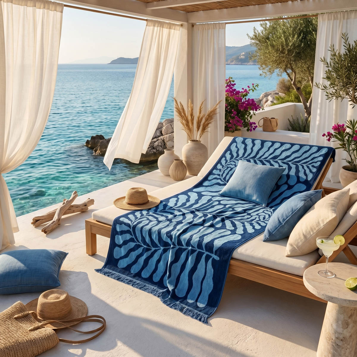 Πετσέτα Θαλάσσης (80x160) Easy Home Velour Blue 5205114389170 | Spitishop