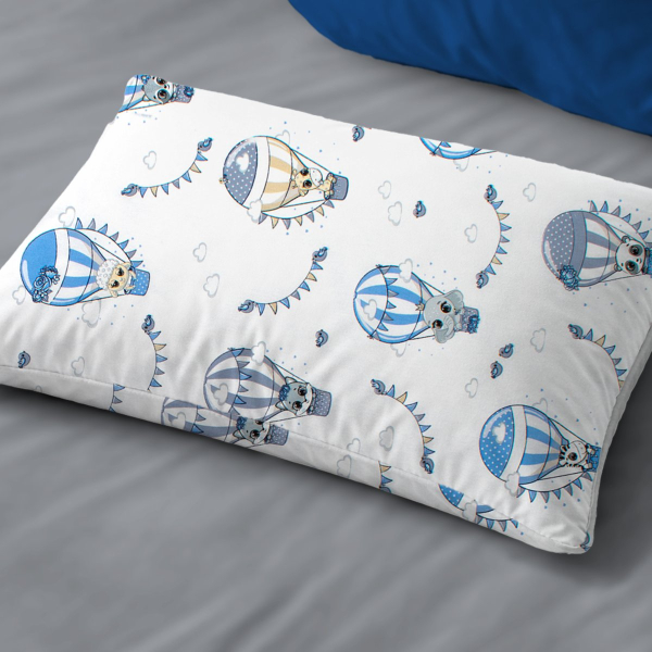 Βρεφική Μαξιλαροθήκη (35x45) Dimcol The Floating Zoo 596 White -Blue ...