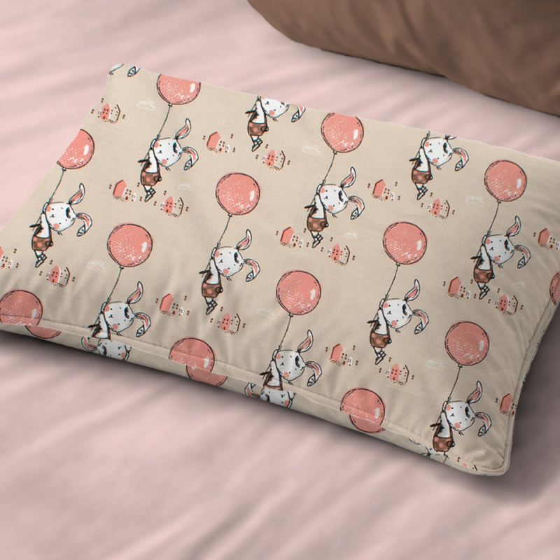 Βρεφική Μαξιλαροθήκη (35x45) Dimcol Floating Bunny 714 Beige - Salmon ...