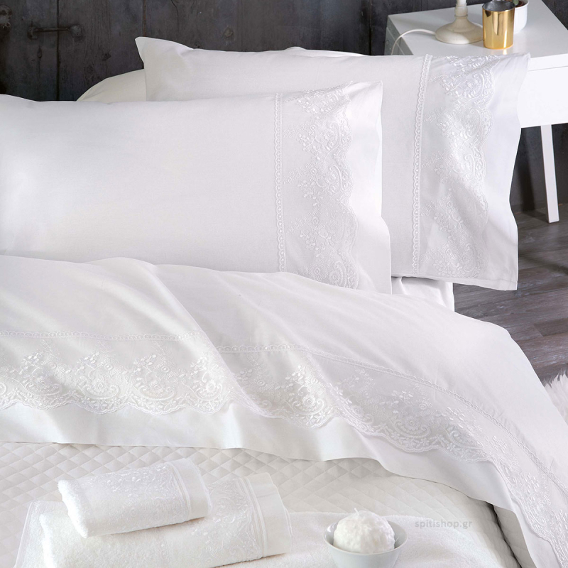 Νυφικά Σεντόνια (Σετ) Rythmos Katherina White 201-104-1256 | Spitishop