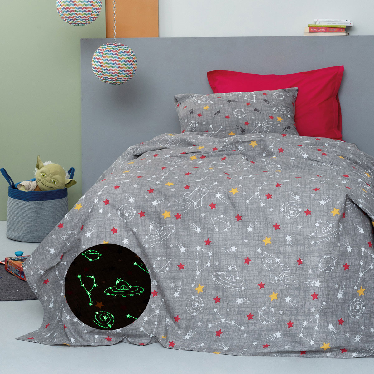 Φωσφοριζέ Πάπλωμα Μονό (160x240) Palamaiki Comet Grey 5205857231255 ...