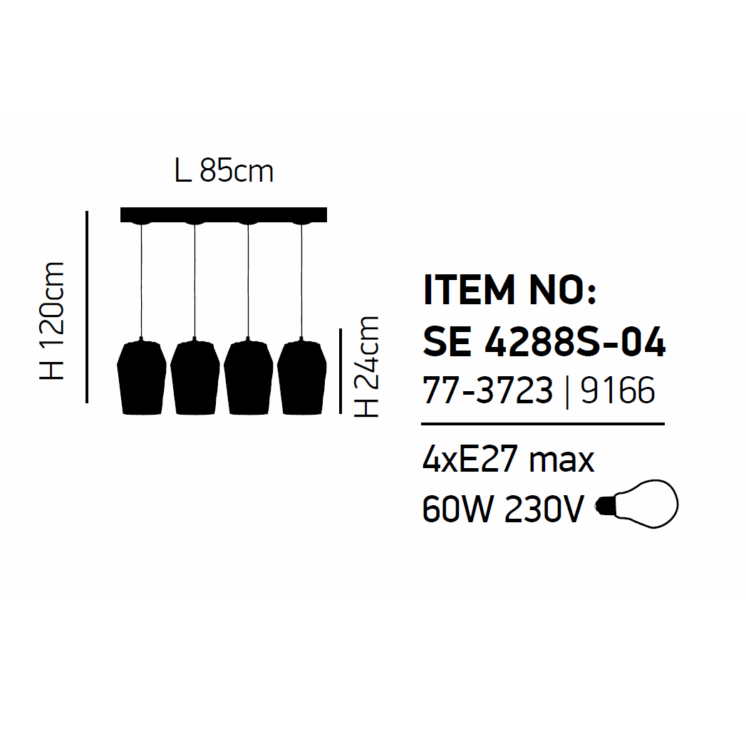 Φωτιστικό Οροφής Πολύφωτο Homelighting Luca 77-3723 Smoked Grey ...