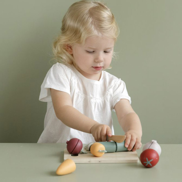 Ξύλινο Παιχνίδι Ρόλων Little Dutch Δίσκος Κοπής Με Λαχανικά LD4484 ...