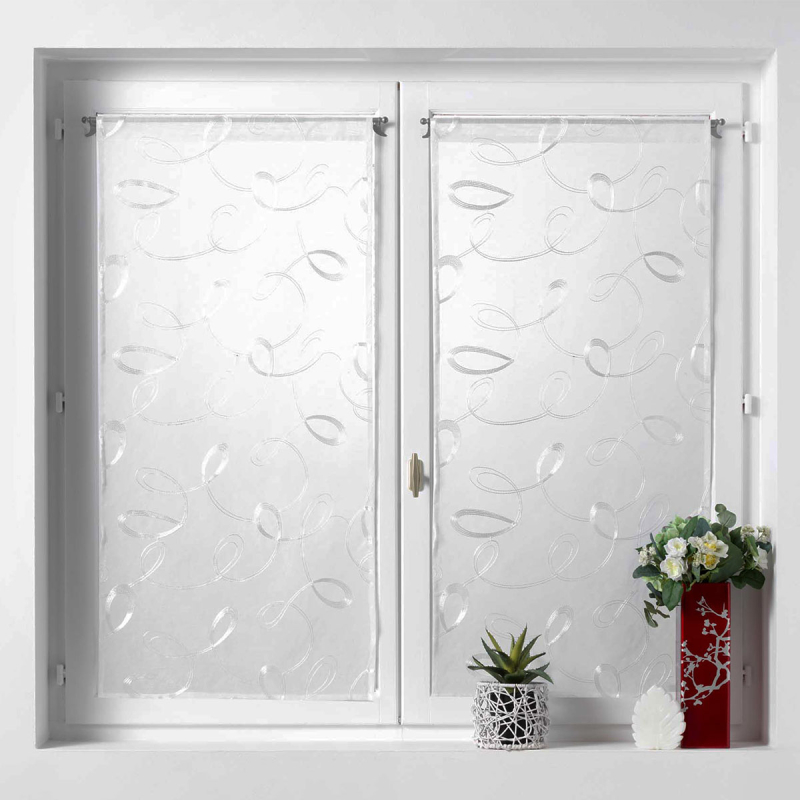 Σετ Κουρτίνες Παραθύρου (60x90) Με Τούνελ L-C Hoops Voilage Blanc ...