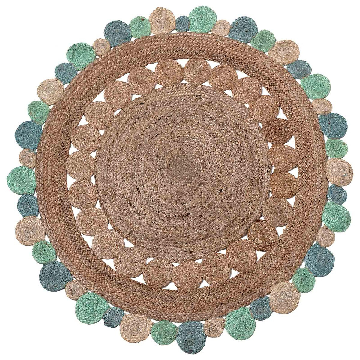 Στρογγυλό Χαλί Καλοκαιρινό (Φ120) Silk Fashion 1736 Light Blue ...