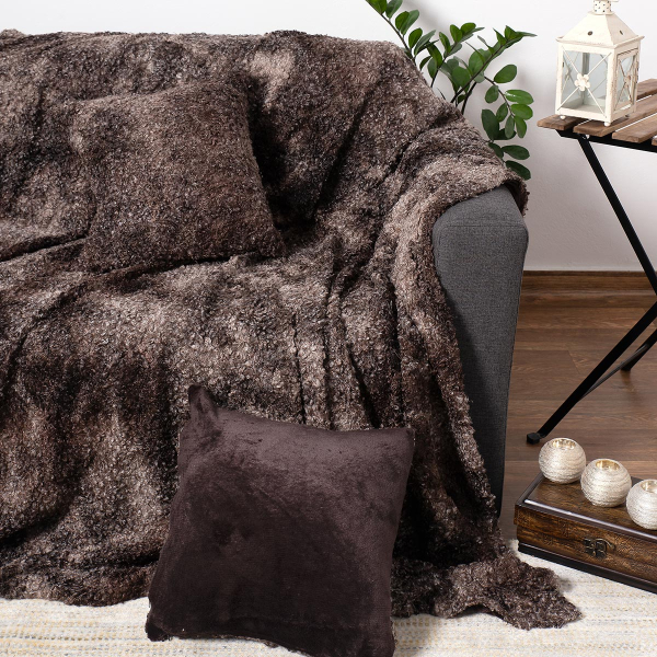 Γούνινο Ριχτάρι Τριθέσιου Καναπέ (180x320) Silk Fashion Astrakan Brown ...