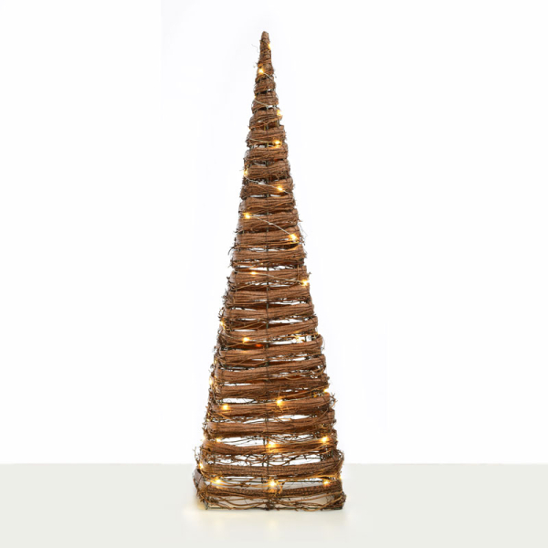 Χριστουγεννιάτικο Δεντράκι Με 50 Led Aca Cone Tree Rattan Natural ...