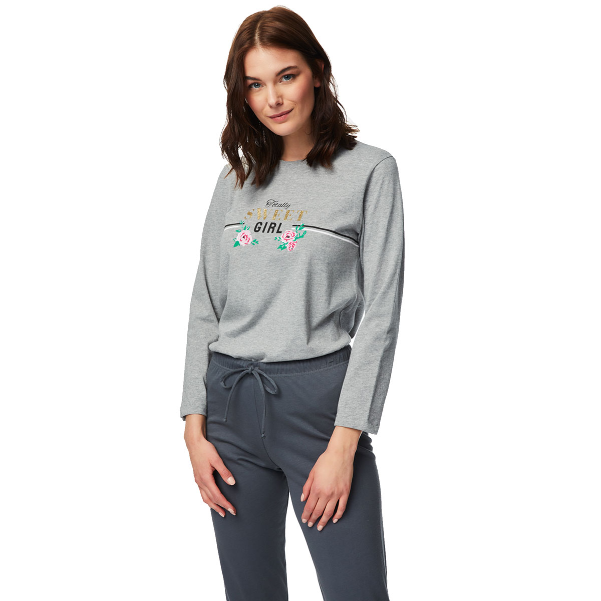 Πιτζάμα Γυναικεία Χειμωνιάτικη Minerva Sweet Girl 52223-023 Γκρι G ...
