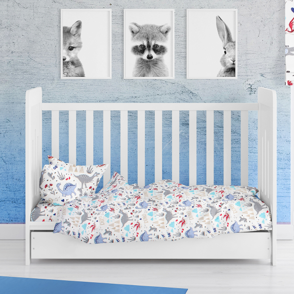 Σεντόνια Μονά (Σετ) Dimcol Dino 309 White-Blue 32312223002 | Spitishop