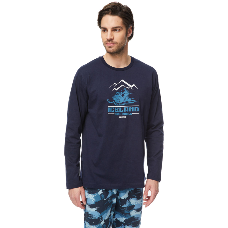 Πιτζάμα Ανδρική Χειμωνιάτικη Minerva Iceland 71018-100 Μπλε G.15903023 ...