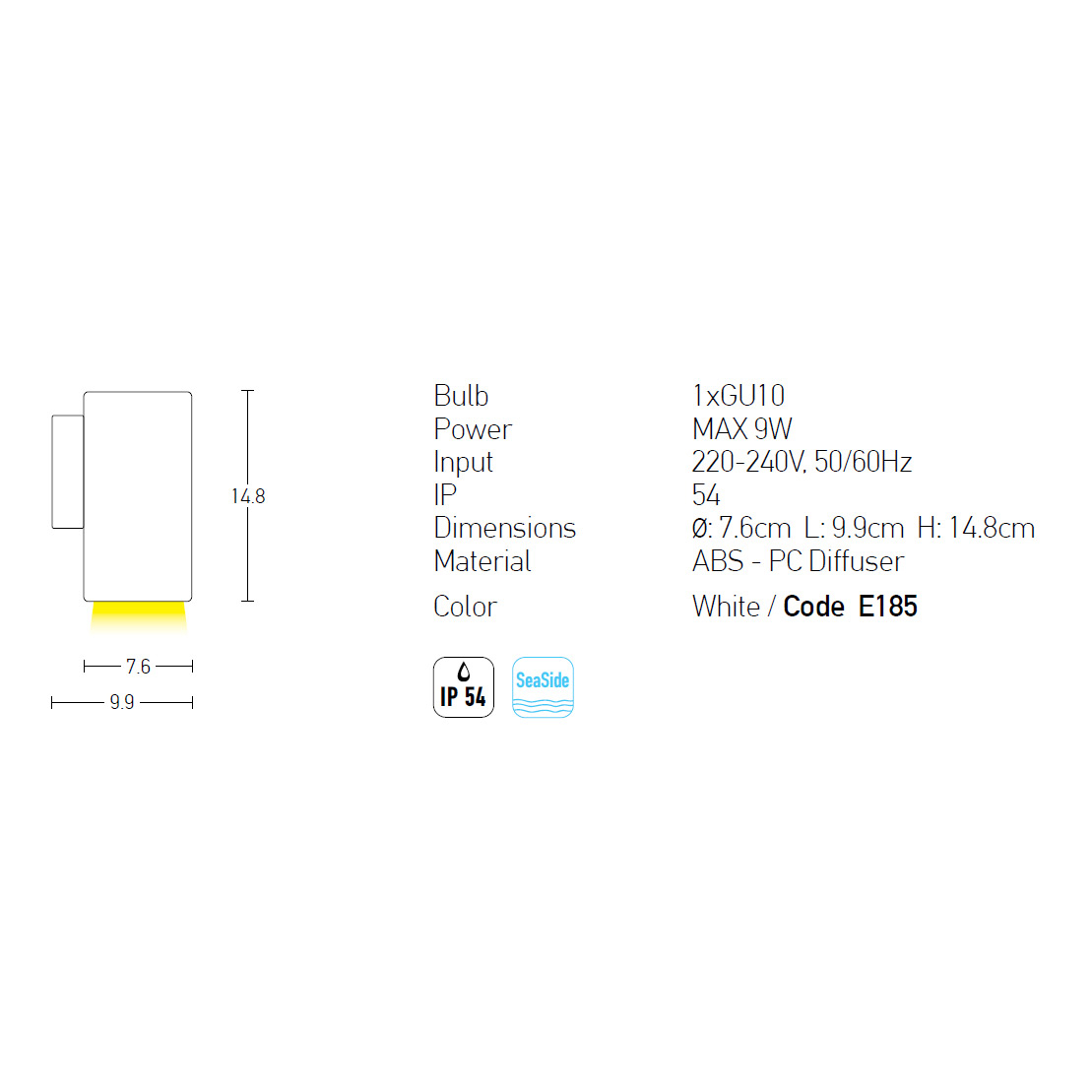Σποτ Εξωτερικού Χώρου Zambelis E185 White 5213007831125 | Spitishop
