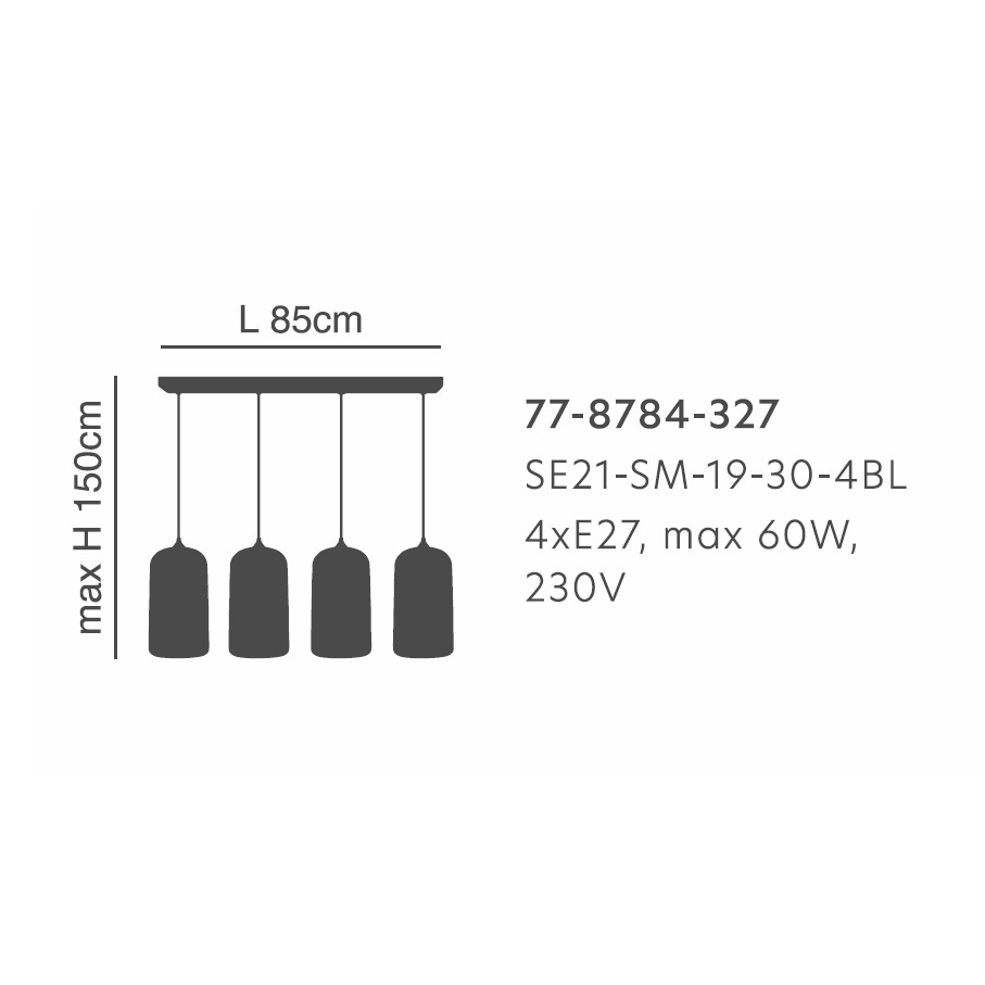 Φωτιστικό Οροφής Πολύφωτο Homelighting Feint 77-8784 Smoked Glass ...