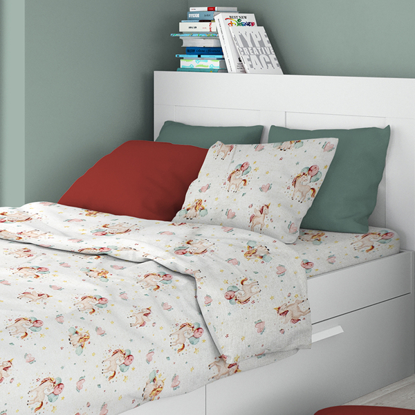 Παπλωματοθήκη Μονή (160x240) Dimcol 209 Unicorn White-Salmon ...